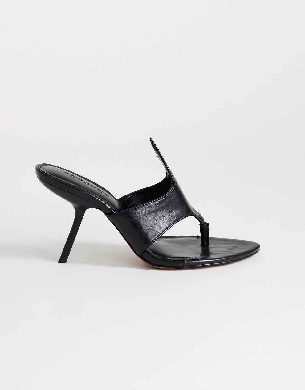Topshop Nora angular heeled mule sandal in black