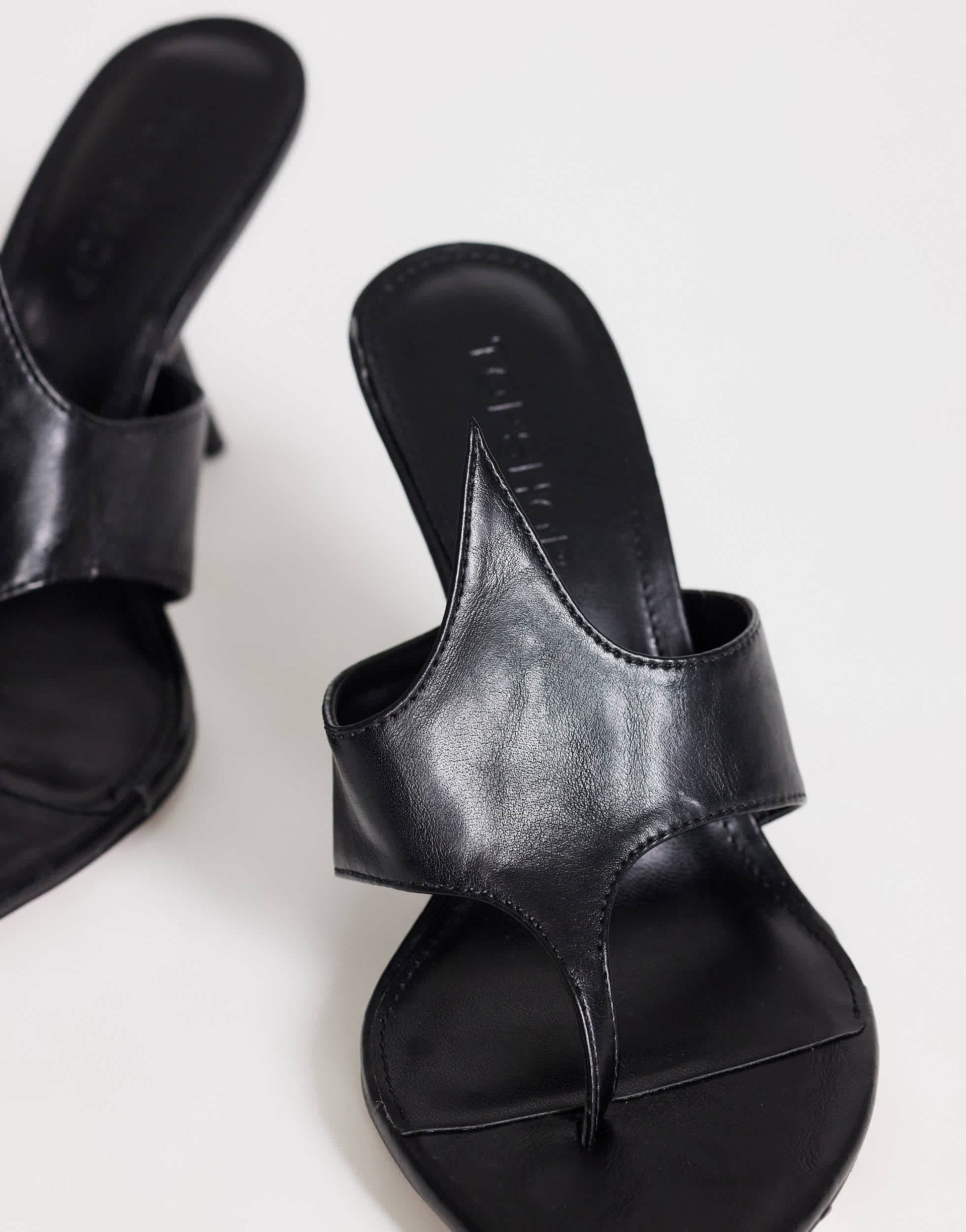 Topshop Nora angular heeled mule sandal in black